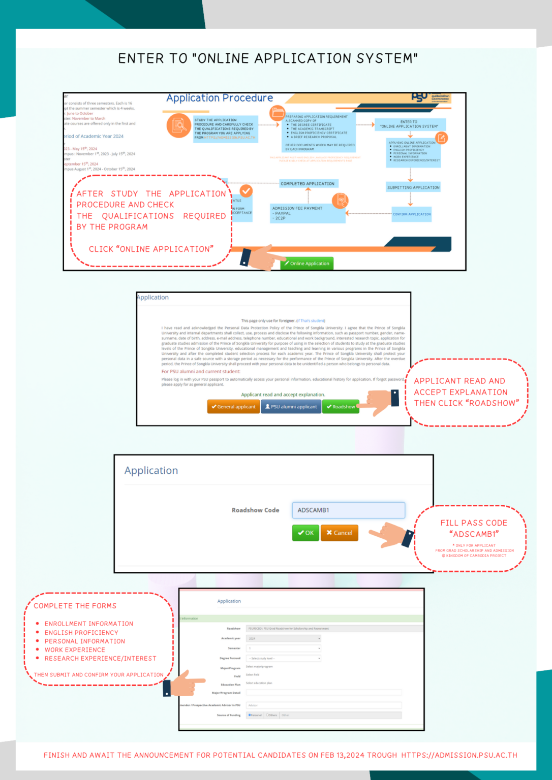 Roadshow Cambodia - Admission PSU